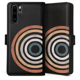 DeinDesign Huawei P30 Pro Handy Klapph&uuml;lle Handyh&uuml;lle aus Kunst Leder schwarz Flip Case Circle Rainbow Water Colour Sideflip mit langer Lasche