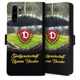 DeinDesign Huawei P30 Pro Handy Klapph&uuml;lle Handyh&uuml;lle aus Kunst Leder schwarz Flip Case Sg Dynamo Dresden Sgd Official Licensed Product Sideflip mit langer 