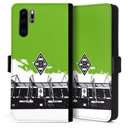 DeinDesign Huawei P30 Pro Handy Klapph&uuml;lle Handyh&uuml;lle aus Kunst Leder schwarz Flip Case Merchandise Borussia M&ouml;nchengladbach Stadium Sideflip mit langer Lasche