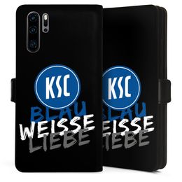 DeinDesign Huawei P30 Pro Handy Klapph&uuml;lle Handyh&uuml;lle aus Kunst Leder schwarz Flip Case Ksc Karlsruher Sc Official Licensed Product Sideflip mit langer Lasche