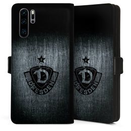 DeinDesign Huawei P30 Pro Handy Klapph&uuml;lle Handyh&uuml;lle aus Kunst Leder schwarz Flip Case Sg Dynamo Dresden Official Licensed Product Vintage Sideflip mit langer 
