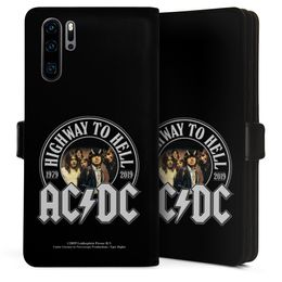 DeinDesign Huawei P30 Pro Handy Klapph&uuml;lle Handyh&uuml;lle aus Kunst Leder schwarz Flip Case Acdc Official Licensed Product Rock Sideflip mit langer Lasche