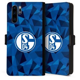 DeinDesign Huawei P30 Pro Handy Klapph&uuml;lle Handyh&uuml;lle aus Kunst Leder schwarz Flip Case Camouflage Fc Schalke 04 Muster Sideflip mit langer Lasche