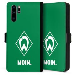 DeinDesign Huawei P30 Pro Handy Klapph&uuml;lle Handyh&uuml;lle aus Kunst Leder schwarz Flip Case Moin Official Licensed Product Sv Werder Bremen Sideflip mit langer 