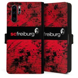 DeinDesign Huawei P30 Pro Handy Klapph&uuml;lle Handyh&uuml;lle aus Kunst Leder schwarz Flip Case Official Licensed Product Sc Freiburg Logo Sideflip mit langer Lasche