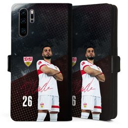 DeinDesign Huawei P30 Pro Handy Klapph&uuml;lle Handyh&uuml;lle aus Kunst Leder schwarz Flip Case Official Licensed Product Deniz Undav Vfb Stuttgart Sideflip mit langer 