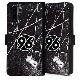 DeinDesign Huawei P30 Pro Handy Klapph&uuml;lle Handyh&uuml;lle aus Kunst Leder schwarz Flip Case Hannover 96 H96 Official Licensed Product Sideflip mit langer Lasche