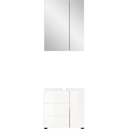 Badm&ouml;bel-Set Welltime "BIEL, 2 teilig, hochwertige MDF Front, Rillenoptik", wei&szlig;, B:60cm H:190cm T:34cm, Holzwerkstoff, Kastenm&ouml;bel-Sets, Badm&ouml;bel-Set, Badm&ouml;bel, Kombination, Kombi, Badezimmer, Badkombination, Badschrank