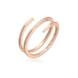 Fingerring Elli "Wickelring Twist Fein 925 Silber" Gr. 58, rosa (rosegold), Fingerringe, Damen, 58mm, ohne Stein, Silber 925 (Sterlingsilber), Fingerring