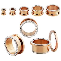Adelia&acute;s Plug ADELIA&acute;S "Piercing - Plug 316L Stahl Rose Epoxy", gold, Piercings, Damen, Rose mit Epoxy, 6 mm L&auml;nge, 316L Stahl
