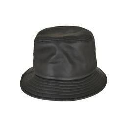 Flex Cap Flexfit "Flexfit Bucket Hat Imitation Leather Bucket Hat", Gr. onesize, schwarz, 100% Polyester, unifarben, Caps