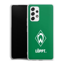 DeinDesign Galaxy A53 5G Handy Silikon H&uuml;lle Case transparent Handyh&uuml;lle Official Licensed Product Statement Sv Werder Bremen Silikon Case