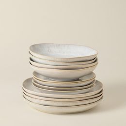 Costa Nova Kombiservice Eivissa, Creme, Wei&szlig; Hochglanz, Keramik, 12-teilig, Handmade in Europe, Essen & Trinken, Geschirr, Geschirr-Sets, Kombiservice