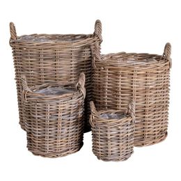 Korbset, Braun, Holz, 4-teilig, Rattan, Ordnen & Aufbewahren, Aufbewahrungsk&ouml;rbe