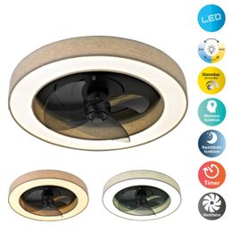 OTTO HOME LED Deckenleuchte "Deckenventilator Vittor", beige, 1, &Oslash; 51cm H: 14,7cm, 1 Stk., Leuchten, inkl. Ventilator, dimmbar, CCT, Memory, Nachtlicht, Timer, IR-Fernbed., LED Deckenleuchte