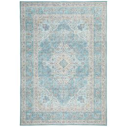 Novel Vintage-Teppich Leo, Creme, Pastellblau, Cognac, Textil, orientalisch, rechteckig, 160x230 cm, Oeko-Tex&reg; Standard 100, rutschfest, waschbar, pflegeleicht, strapazierf&auml;hig, in verschiedenen Gr&ouml;&szlig;en erh&auml;ltlich, Teppiche & B&ouml;den, Teppiche, Waschbare Teppiche