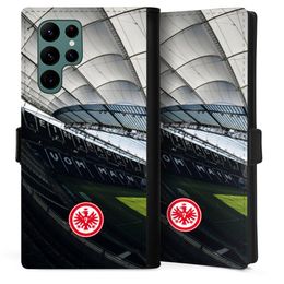 DeinDesign Galaxy S22 Ultra Handy Klapph&uuml;lle Handyh&uuml;lle aus Kunst Leder schwarz Flip Case Eintracht Frankfurt Stadium Official Licensed Product Sideflip mit 