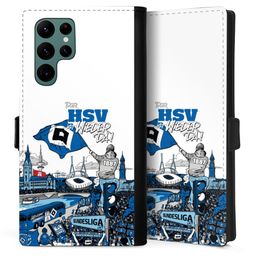 DeinDesign Galaxy S22 Ultra Handy Klapph&uuml;lle Handyh&uuml;lle aus Kunst Leder schwarz Flip Case Ascent Hamburger Sv Official Licensed Product Sideflip mit langer 