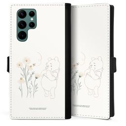 DeinDesign Galaxy S22 Ultra Handy Klapph&uuml;lle Handyh&uuml;lle aus Kunst Leder schwarz Flip Case Disney Bee Winnie The Pooh Sideflip mit langer Lasche