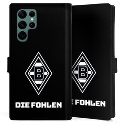 DeinDesign Galaxy S22 Ultra Handy Klapph&uuml;lle Handyh&uuml;lle aus Kunst Leder schwarz Flip Case Die Fohlen Gladbach Borussia M&ouml;nchengladbach Sideflip mit langer Lasche