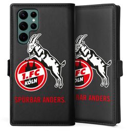 DeinDesign Galaxy S22 Ultra Handy Klapph&uuml;lle Handyh&uuml;lle aus Kunst Leder schwarz Flip Case Official Licensed Product Transparent 1. Fc K&ouml;ln Sideflip mit langer 