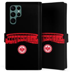 DeinDesign Galaxy S22 Ultra Handy Klapph&uuml;lle Handyh&uuml;lle aus Kunst Leder schwarz Flip Case Official Licensed Product Eintracht Frankfurt Stadium Sideflip mit 