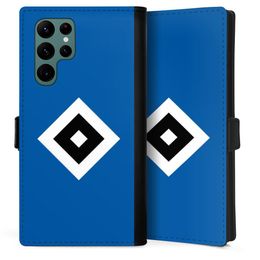 DeinDesign Galaxy S22 Ultra Handy Klapph&uuml;lle Handyh&uuml;lle aus Kunst Leder schwarz Flip Case Logo Hsv Hamburger Sv Sideflip mit langer Lasche