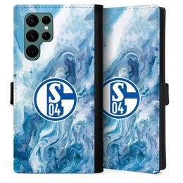 DeinDesign Galaxy S22 Ultra Handy Klapph&uuml;lle Handyh&uuml;lle aus Kunst Leder schwarz Flip Case Logo Fc Schalke 04 Merchandise Sideflip mit langer Lasche
