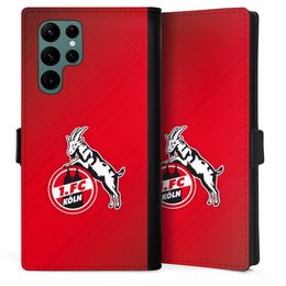 DeinDesign Galaxy S22 Ultra Handy Klapph&uuml;lle Handyh&uuml;lle aus Kunst Leder schwarz Flip Case 1. Fc K&ouml;ln Effzeh Official Licensed Product Sideflip mit langer Lasche