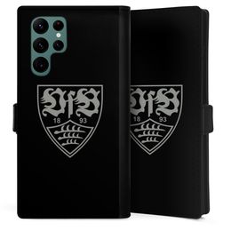 DeinDesign Galaxy S22 Ultra Handy Klapph&uuml;lle Handyh&uuml;lle aus Kunst Leder schwarz Flip Case Official Licensed Product Vfb Stuttgart Logo Sideflip mit langer Lasche