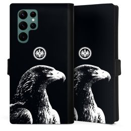 DeinDesign Galaxy S22 Ultra Handy Klapph&uuml;lle Handyh&uuml;lle aus Kunst Leder schwarz Flip Case Attila Official Licensed Product Eintracht Frankfurt Sideflip mit 