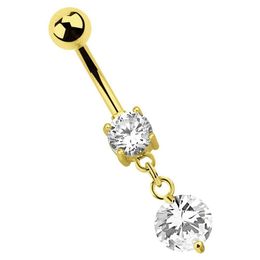 Adelia&acute;s Bauchnabelpiercing ADELIA&acute;S "Piercing - Bauchnabelpiercing 316L Stahl Banane Zirkonia", klar, Piercings, Damen, Banane mit Zirkonia, 8 mm L&auml;nge, 1,6 mm St&auml;rke, 316L Stahl