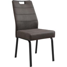 4-Fu&szlig;stuhl Hela "ELVAS", vintage anthrazit, schwarz, vintage anthrazit, B:48cm H:97cm T:68cm, Metall, Polyester, Stoff, St&uuml;hle, XL-Sitzbreite, mit Federkorb, 140kg belastbar, Vintage Optik