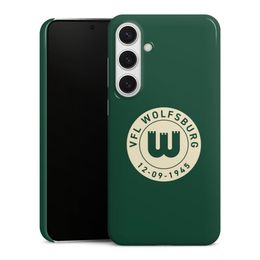 DeinDesign Galaxy S24+ Handy Premium Case Smartphone Handyh&uuml;lle Schutzh&uuml;lle gl&auml;nzend 80 Jahre Vfl Wolfsburg Official Licensed Product Premium Case