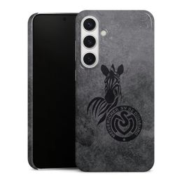 DeinDesign Galaxy S24+ Handy Premium Case Smartphone Handyh&uuml;lle Schutzh&uuml;lle gl&auml;nzend Official Licensed Product Msv Duisburg Zebra Premium Case