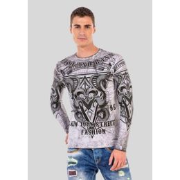 Cipo & Baxx T-Shirt CIPO & BAXX "Sweatshirts", Herren, Gr. M, grau, 95% Baumwolle, 5% Elasthan, bedruckt, regular fit, Shirts T-Shirt, mit coolem Print