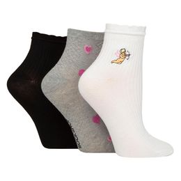 ELLE 3er-Pack Damen Rippstrumpf-S&ouml;ckchen mit volantierter Borde - Weicher, stilvoller Alltagsschnitt