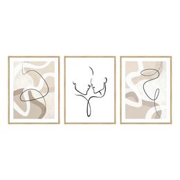 Monee Kunstdruck, Mehrfarbig, Holzwerkstoff, 3-teilig, Abstraktes, rechteckig, 30x40 cm, Made in Europe, einfache und schnelle Anbringung, gerahmt, pflegefrei &ndash; nicht gie&szlig;en oder bespr&uuml;hen, Bilder und Zubeh&ouml;r, Wandbilder, Kunstdrucke
