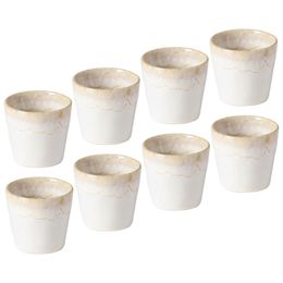 Costa Nova Espressotassenset Grespresso, Wei&szlig;, Keramik, Holz, 8-teilig, Eiche, 80 ml, Handmade in Europe, Kaffee & Tee, Tassen, Kaffeetassen-Sets