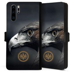 DeinDesign Huawei P30 Pro Handy Klapph&uuml;lle Handyh&uuml;lle aus Kunst Leder schwarz Flip Case Eintracht Frankfurt Eagle Official Licensed Product Sideflip mit langer 