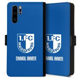 DeinDesign Huawei P30 Pro Handy Klapph&uuml;lle Handyh&uuml;lle aus Kunst Leder schwarz Flip Case Coat Of Arms Official Licensed Product 1. Fc Magdeburg Sideflip mit 
