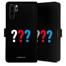 DeinDesign Huawei P30 Pro Handy Klapph&uuml;lle Handyh&uuml;lle aus Kunst Leder schwarz Flip Case Official Licensed Product Die Drei ??? Logo Sideflip mit langer Lasche