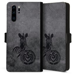 DeinDesign Huawei P30 Pro Handy Klapph&uuml;lle Handyh&uuml;lle aus Kunst Leder schwarz Flip Case Official Licensed Product Msv Duisburg Zebra Sideflip mit langer Lasche