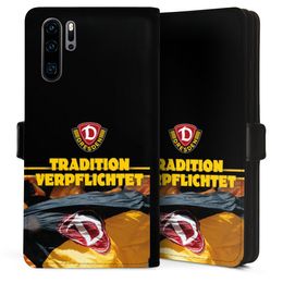 DeinDesign Huawei P30 Pro Handy Klapph&uuml;lle Handyh&uuml;lle aus Kunst Leder schwarz Flip Case Sgd Sg Dynamo Dresden Merchandise Sideflip mit langer Lasche