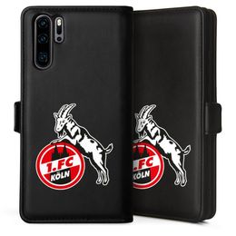 DeinDesign Huawei P30 Pro Handy Klapph&uuml;lle Handyh&uuml;lle aus Kunst Leder schwarz Flip Case Transparent Logo 1. Fc K&ouml;ln Sideflip mit langer Lasche