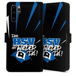 DeinDesign Huawei P30 Pro Handy Klapph&uuml;lle Handyh&uuml;lle aus Kunst Leder schwarz Flip Case Ascent Hamburger Sv Hsv Sideflip mit langer Lasche