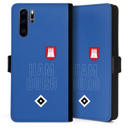 DeinDesign Huawei P30 Pro Handy Klapph&uuml;lle Handyh&uuml;lle aus Kunst Leder schwarz Flip Case Official Licensed Product Hamburg Hamburger Sv Sideflip mit langer Lasche