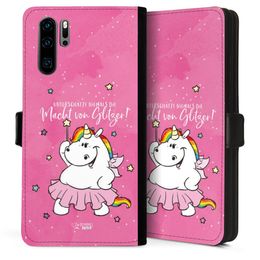 DeinDesign Huawei P30 Pro Handy Klapph&uuml;lle Handyh&uuml;lle aus Kunst Leder schwarz Flip Case Pummeleinhorn Official Licensed Product Pummel & Friends Sideflip mit 