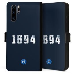 DeinDesign Huawei P30 Pro Handy Klapph&uuml;lle Handyh&uuml;lle aus Kunst Leder schwarz Flip Case Karlsruher Sc Ksc Bundesliga Sideflip mit langer Lasche