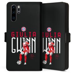 DeinDesign Huawei P30 Pro Handy Klapph&uuml;lle Handyh&uuml;lle aus Kunst Leder schwarz Flip Case Fc Bayern M&uuml;nchen Official Licensed Product Giulia Gwinn Sideflip mit 